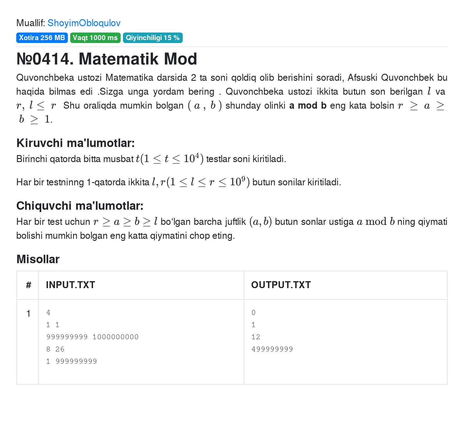 Matematik Mod - RoboContest