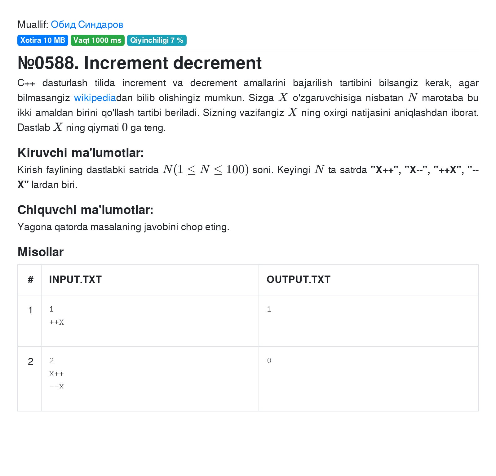 Increment decrement - RoboContest