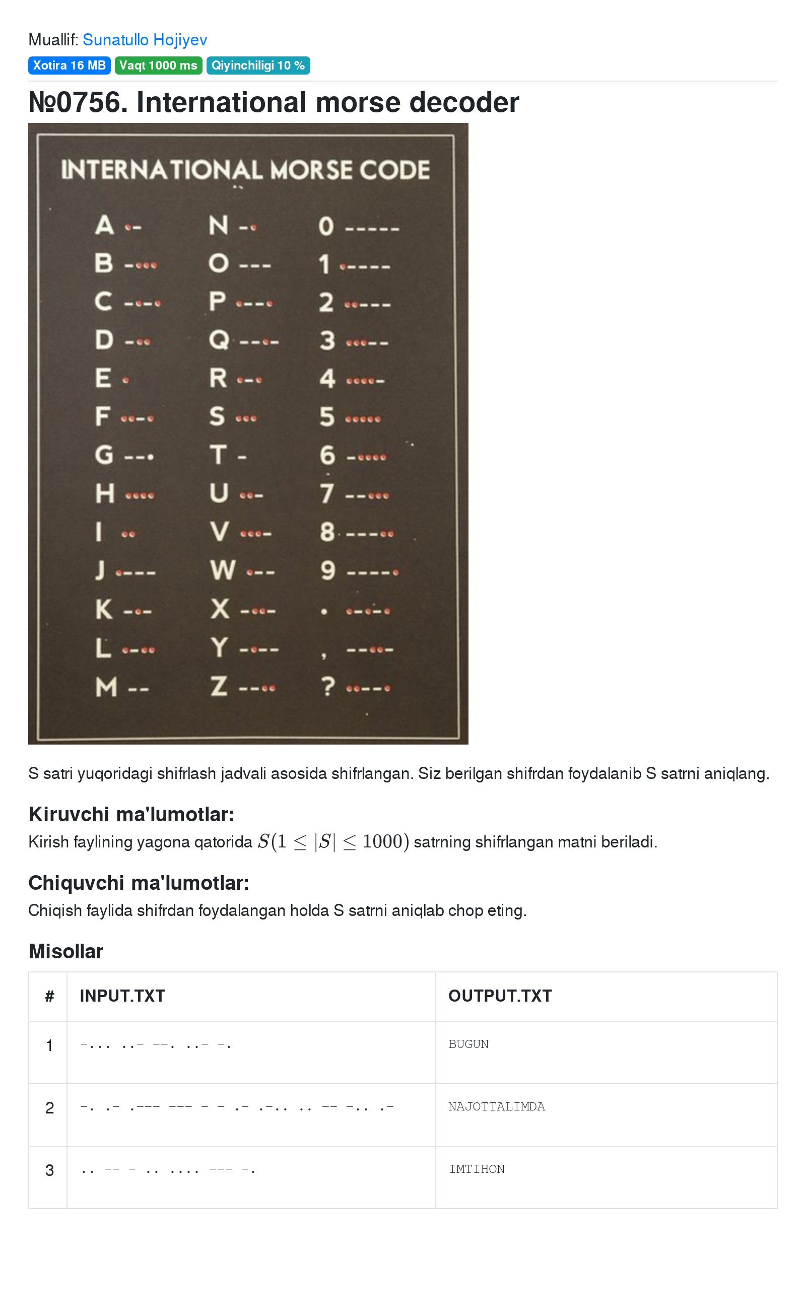 International morse decoder - RoboContest