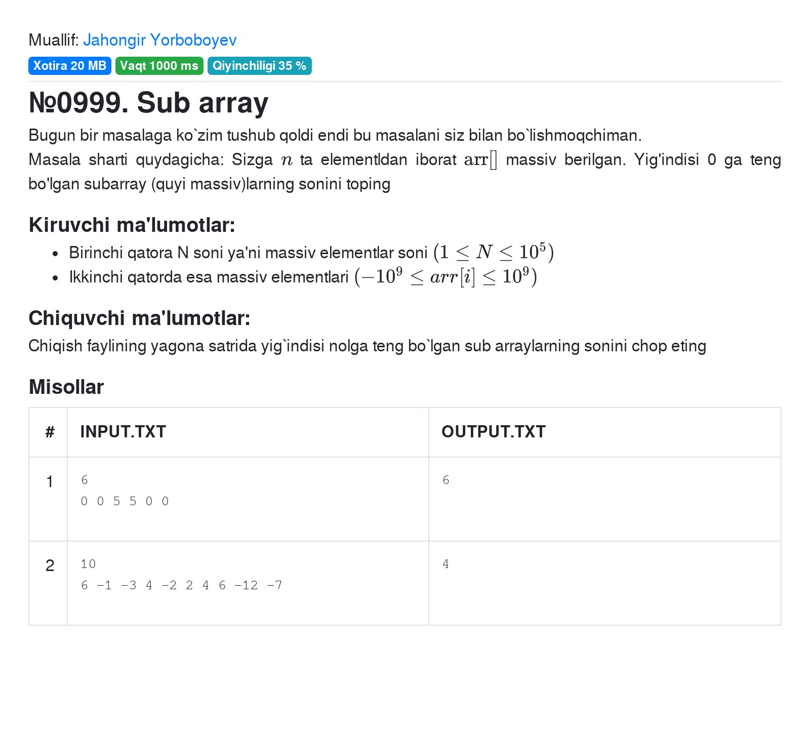 Sub array - RoboContest