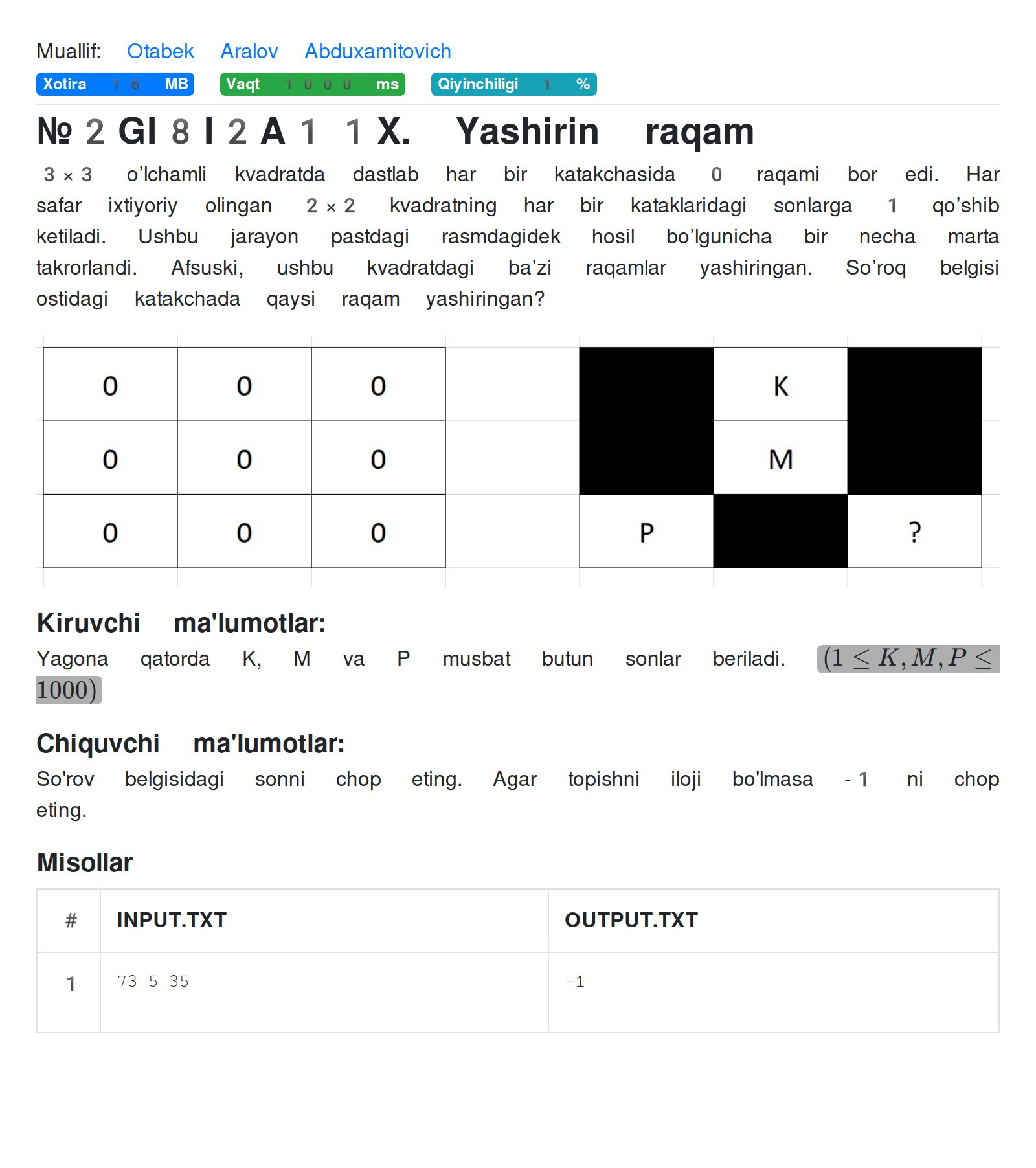 Yashirin raqam - RoboContest