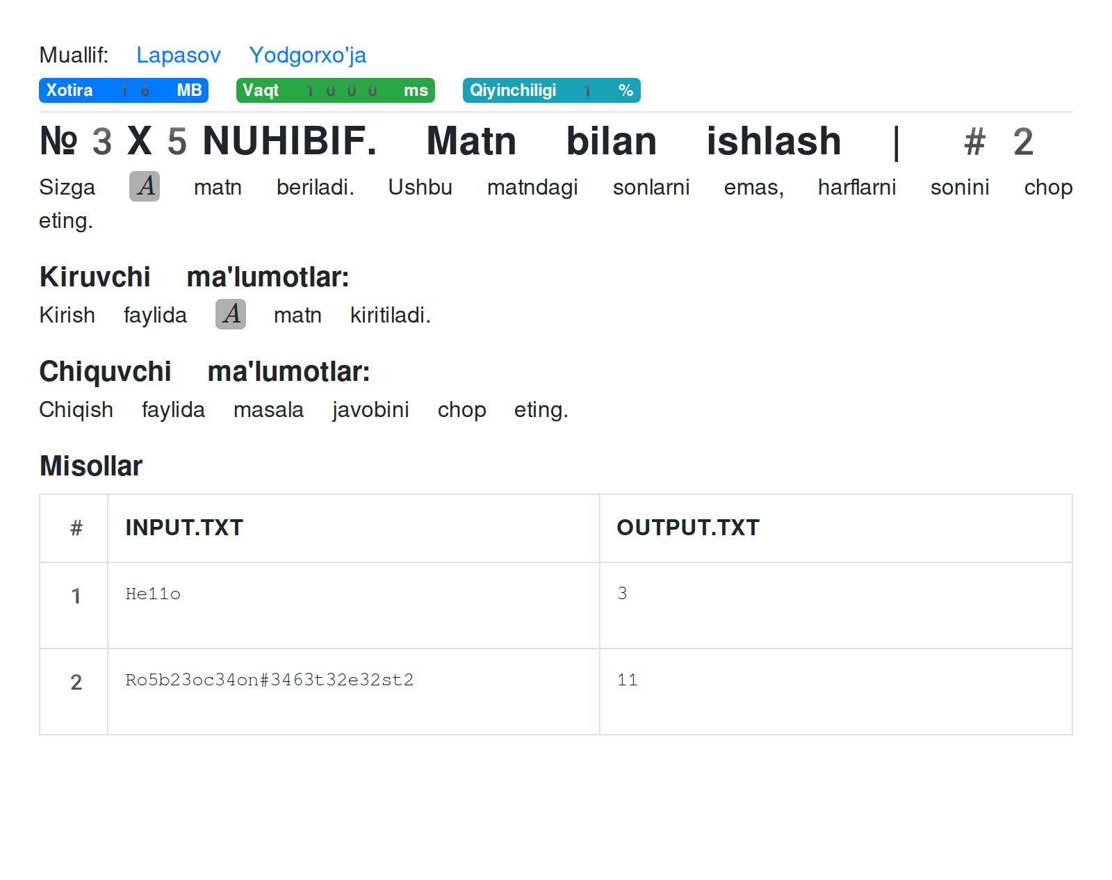 Matn bilan ishlash | #2 - RoboContest