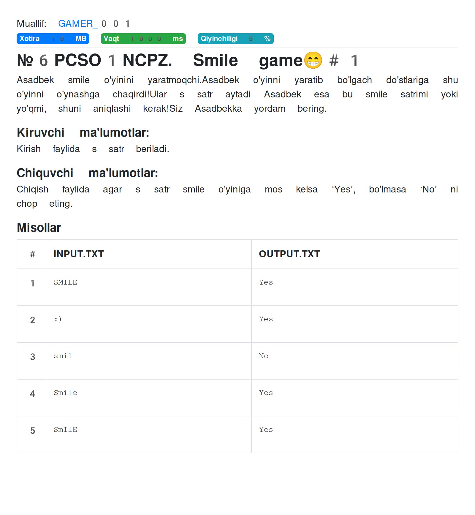 Smile game😁#1 - RoboContest