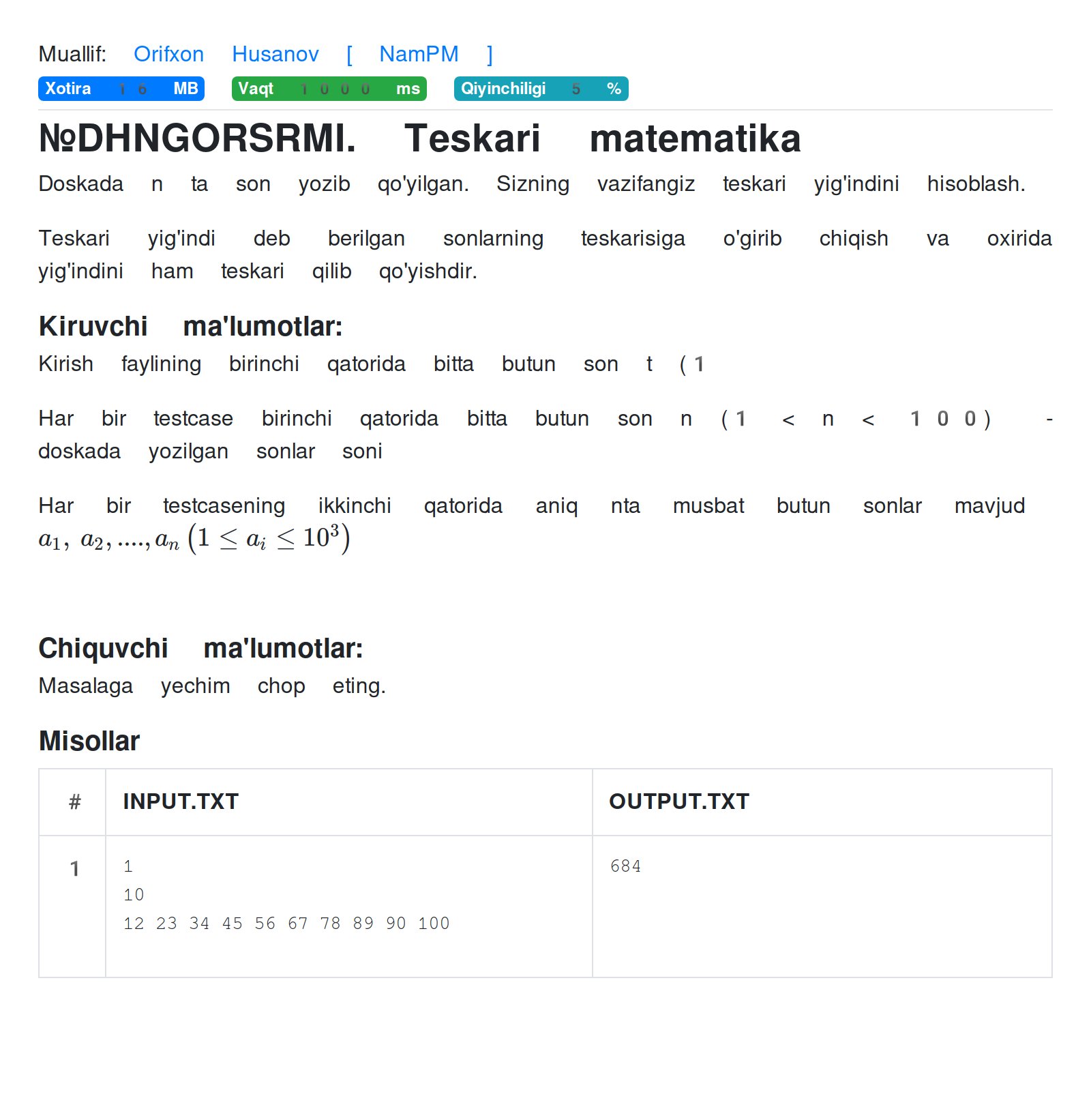 Teskari matematika - RoboContest