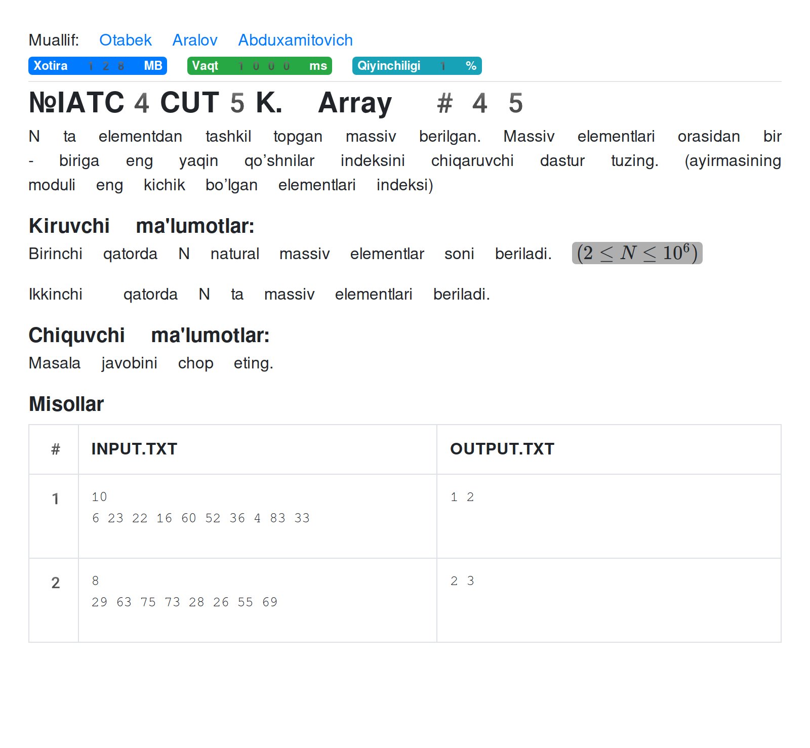 Array #45 - RoboContest