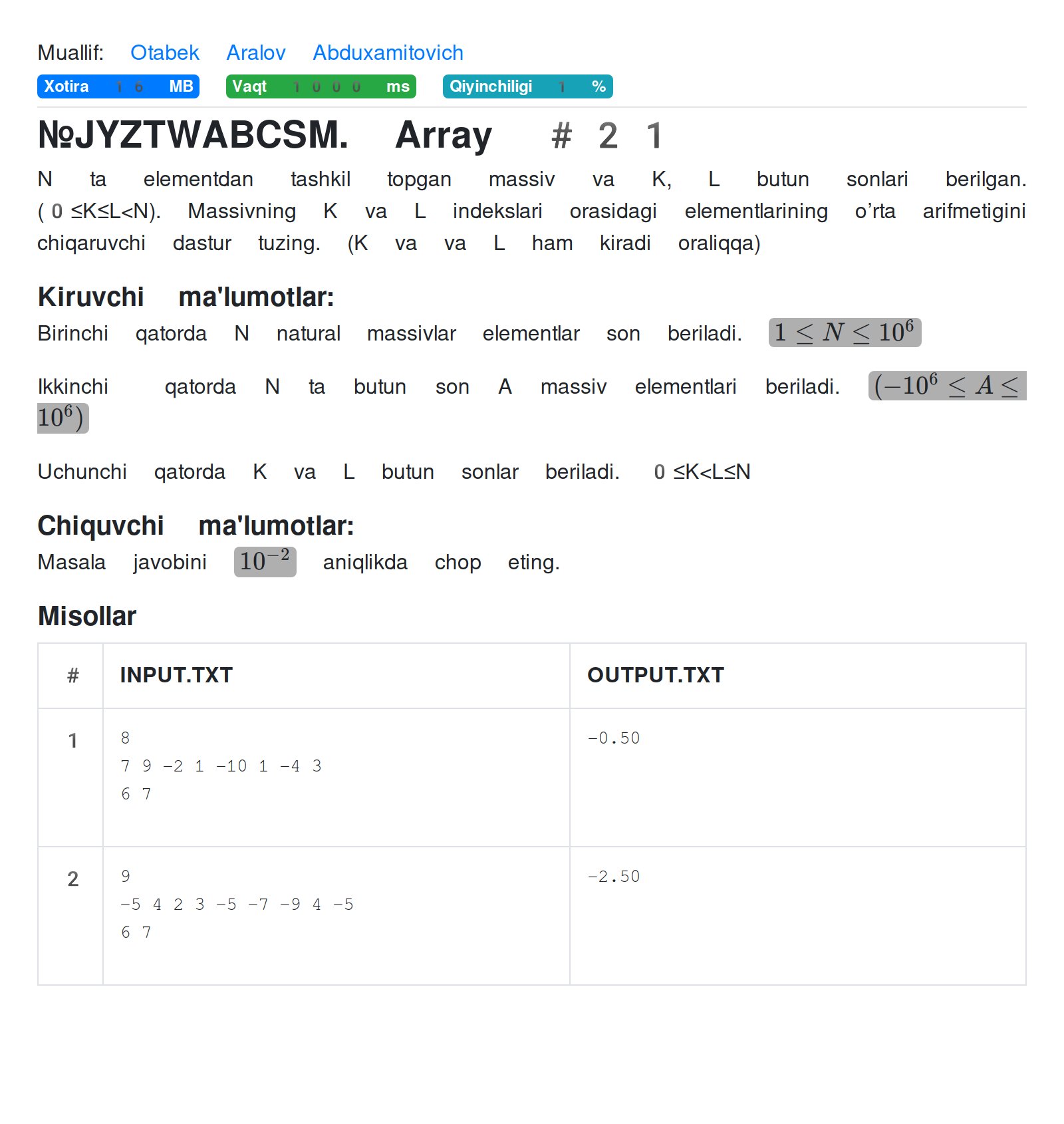 Array #21 - RoboContest