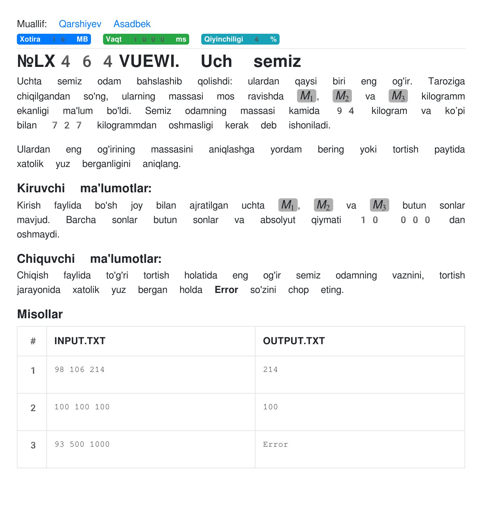 Uch semiz - RoboContest