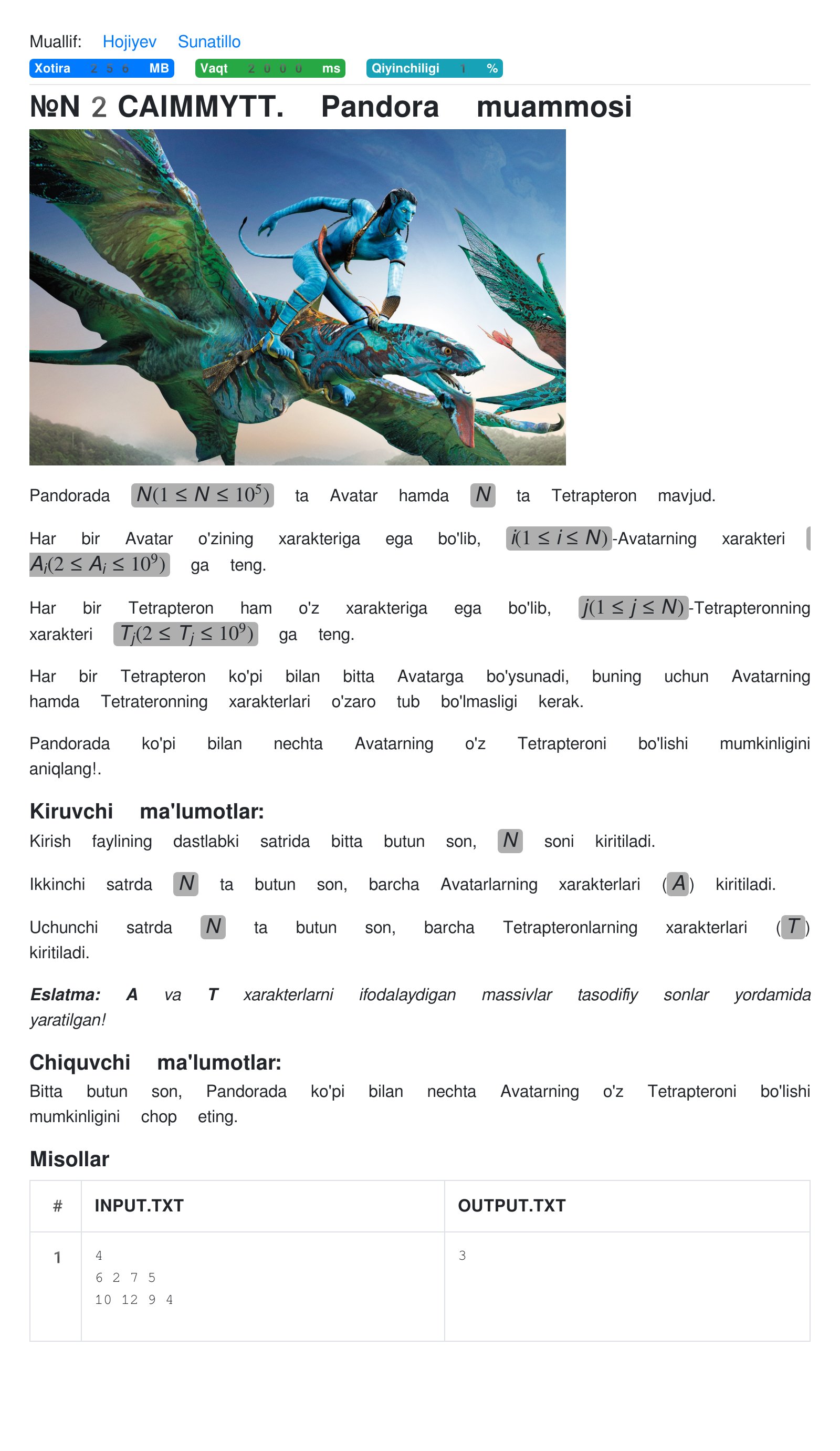 Pandora muammosi - RoboContest