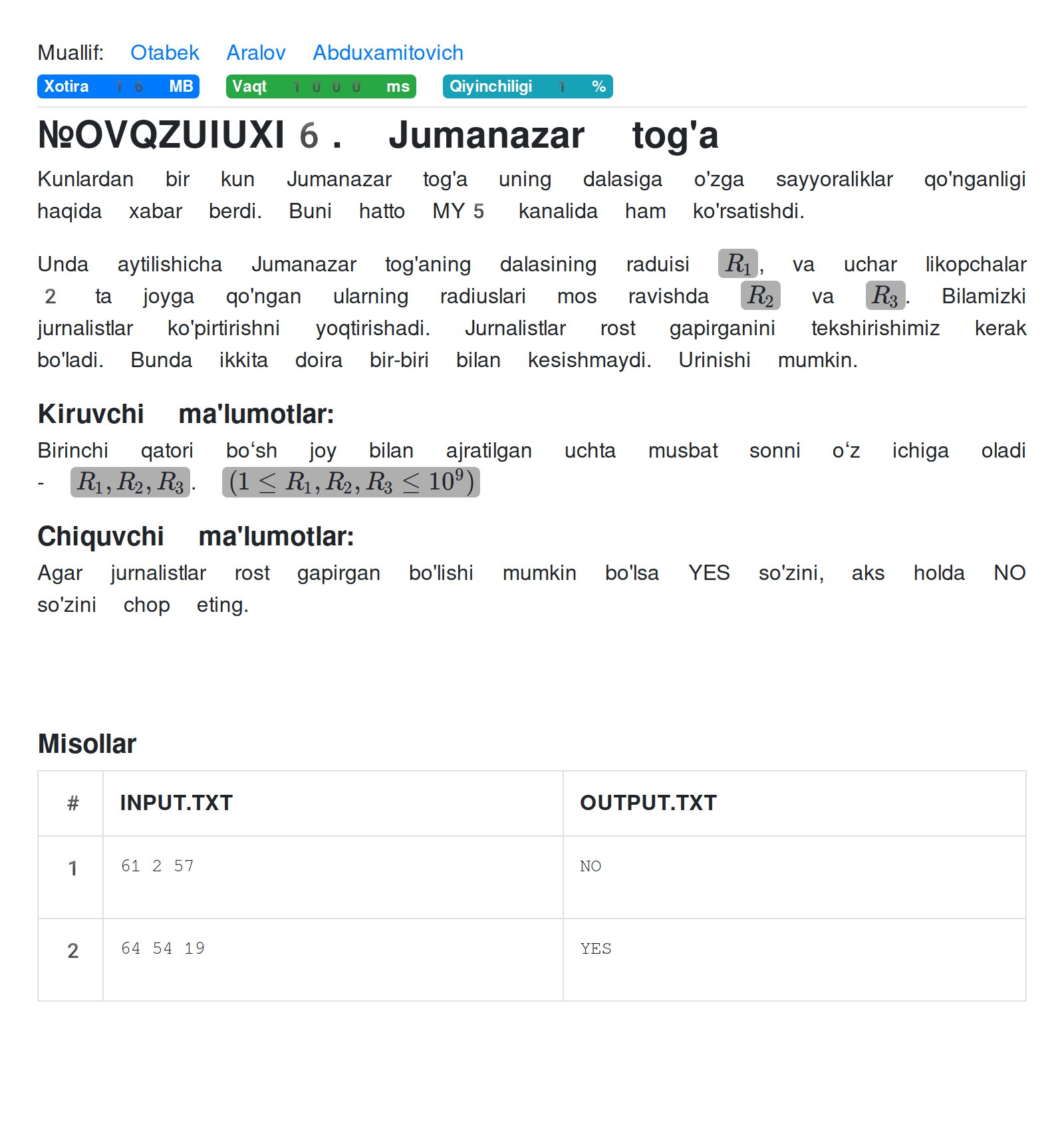 Jumanazar tog'a - RoboContest