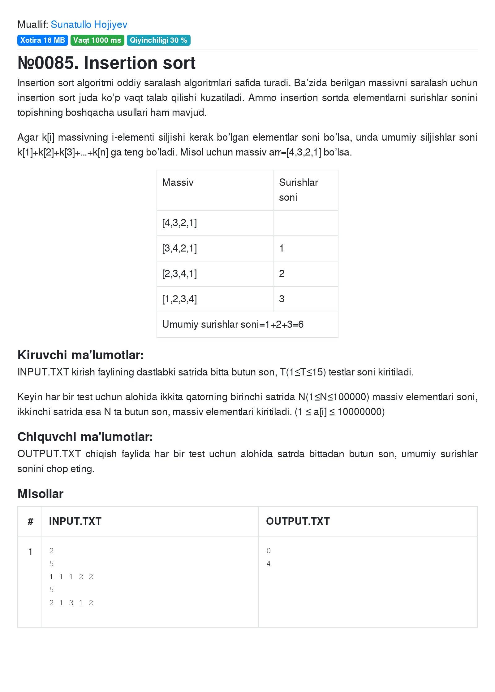 Insertion sort - RoboContest
