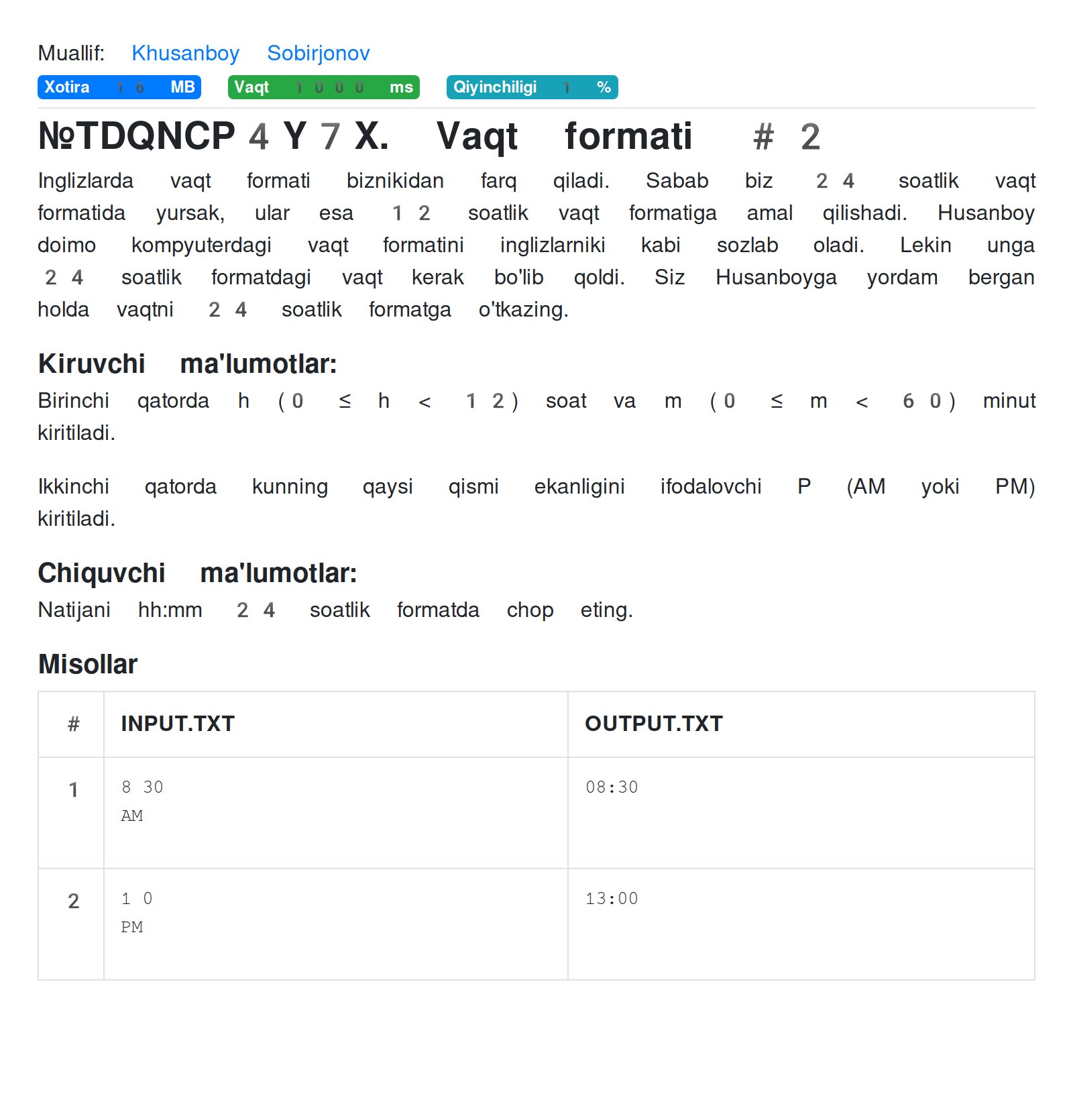 Vaqt formati #2 - RoboContest