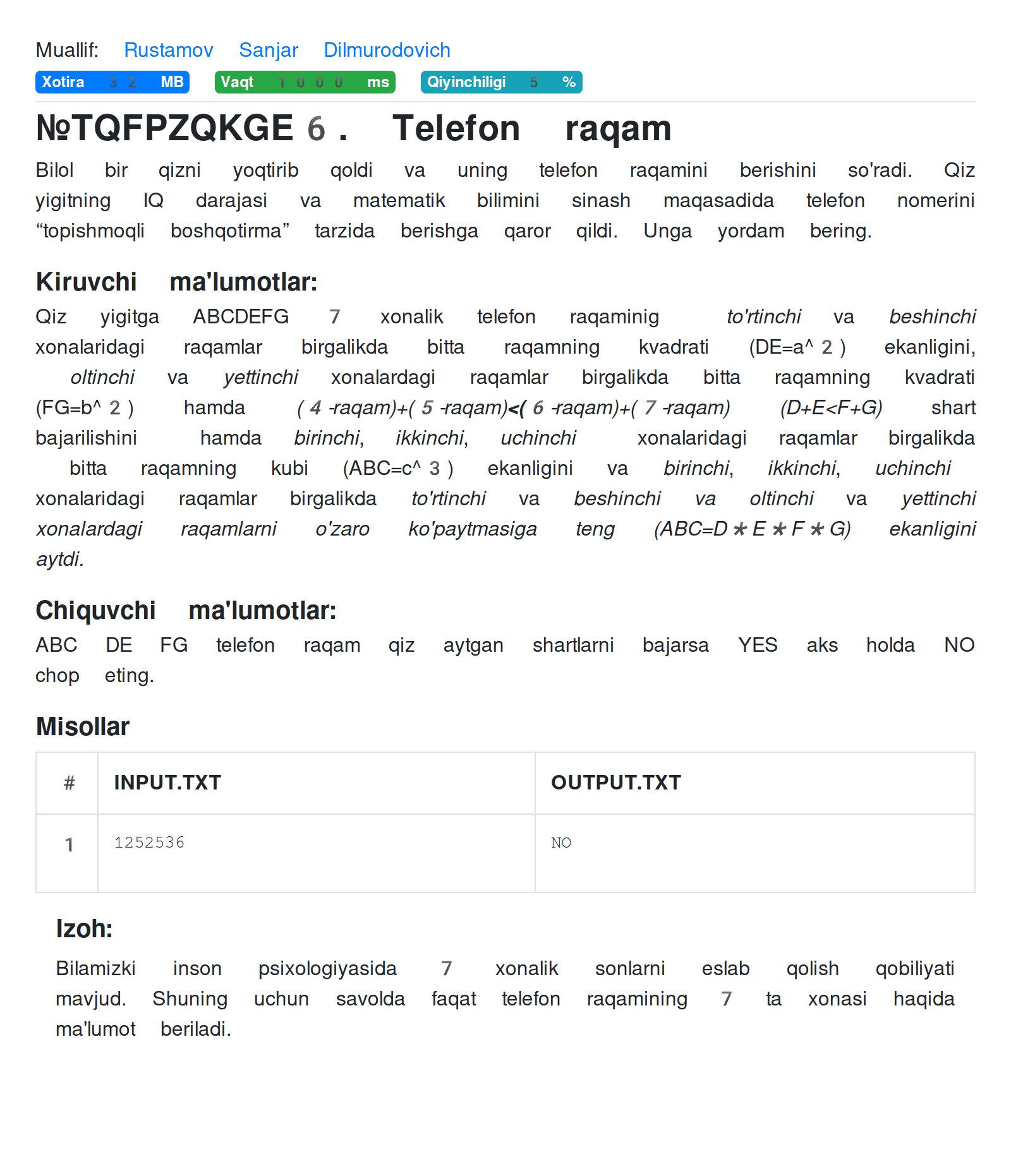 Telefon raqam - RoboContest