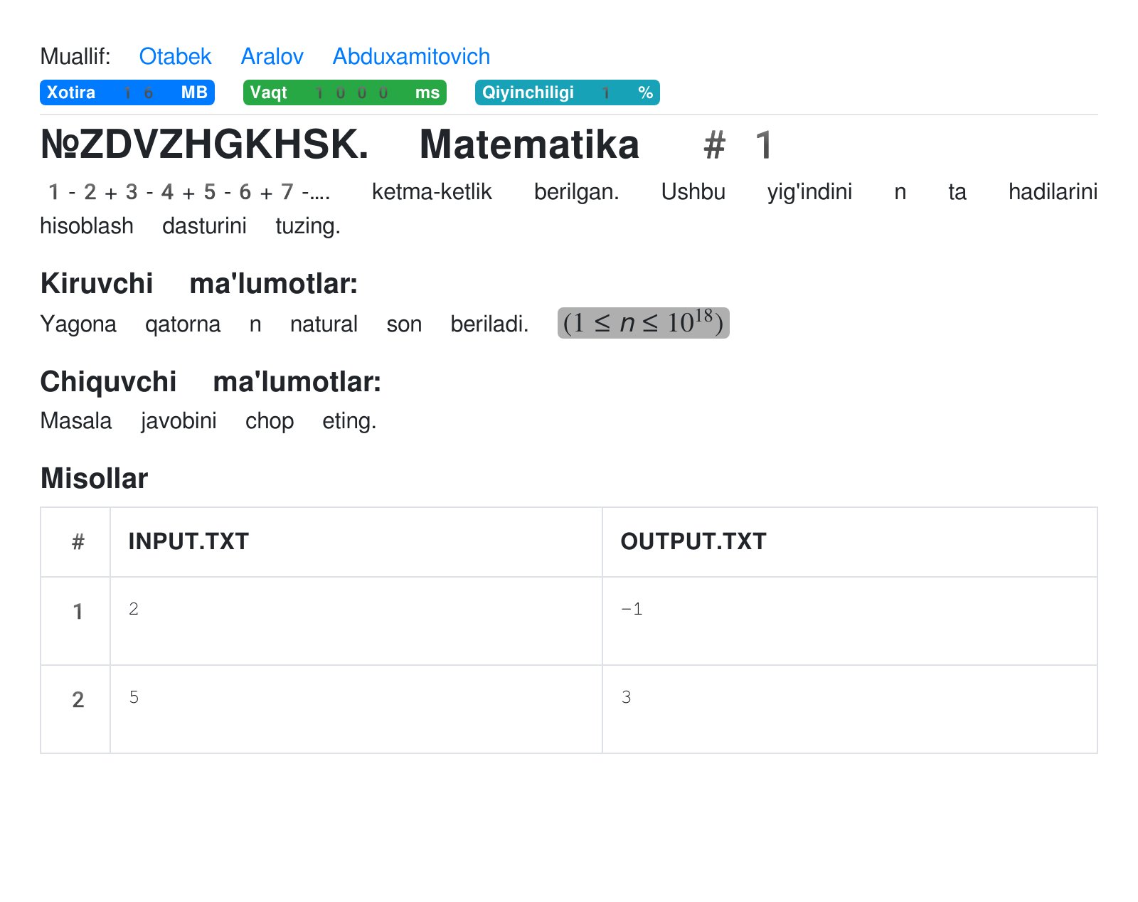 Matematika #1 - RoboContest